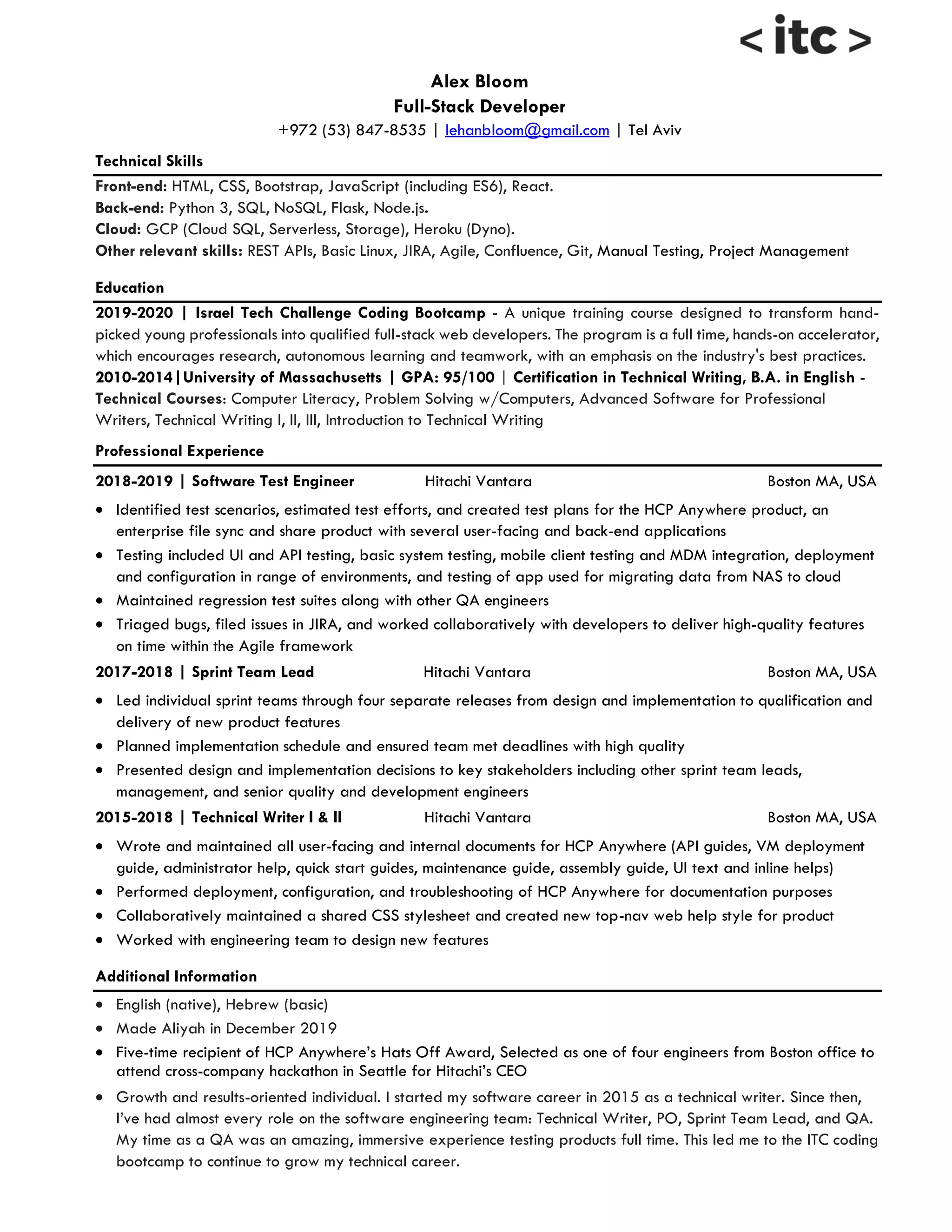 Alex Bloom Resume | PDF
