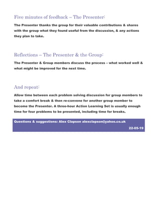 Alex Clapson - Action Learning Sets | PDF