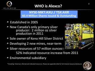 Alexco Resource Corporate Presentation | PDF