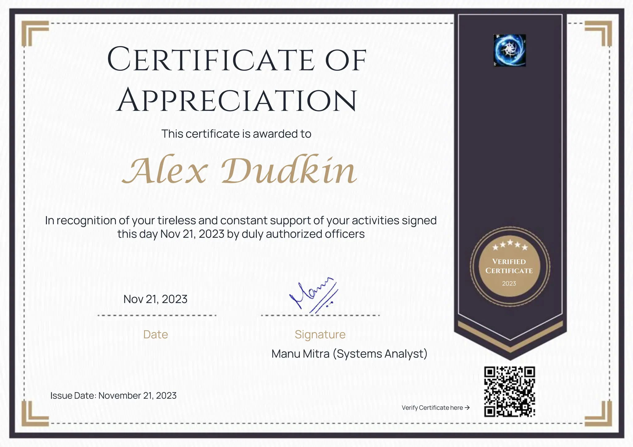 21. Certificate of Appreciation Alex | PDF