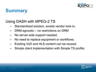 Using DASH and MPEG-2 TS | PPT