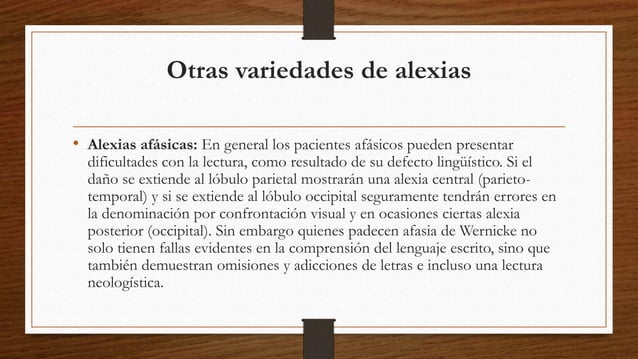 Alexia neuropsicologia Psicofisiologia | PPTX