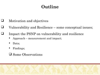 Identifying the impact of the PSNP on household’s vulnerability and ...