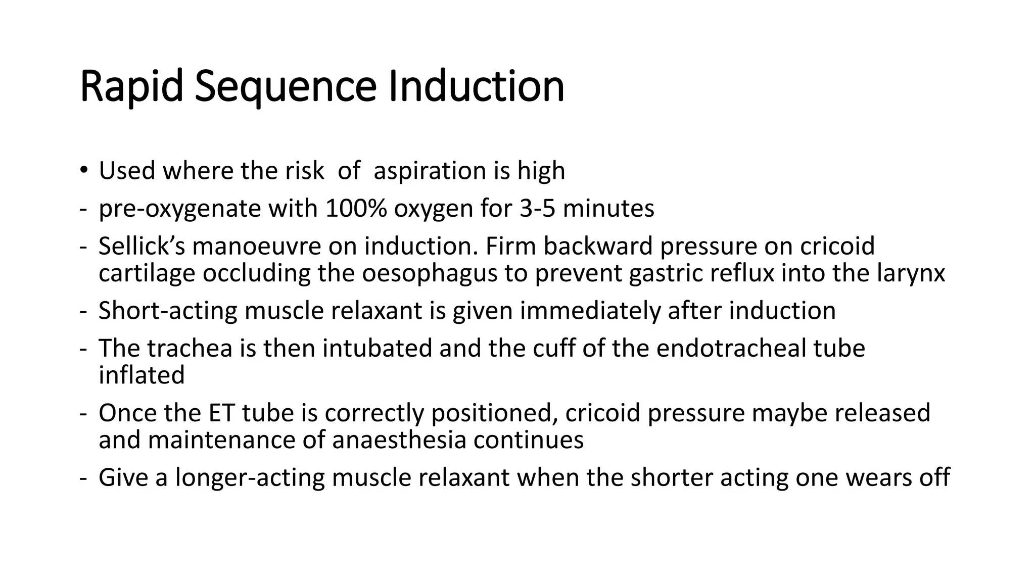 ANAESTHESIA: INDUCTION, MAINTENACE & REVERSAL | PPTX