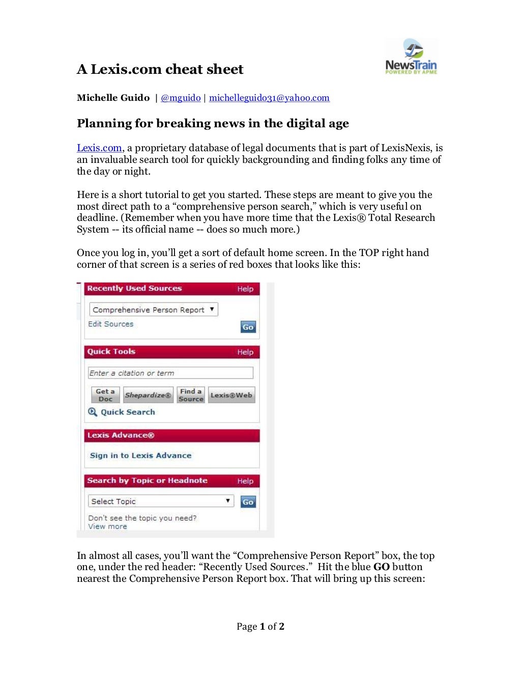 A lexis.com cheat sheet michelle guido - orlando