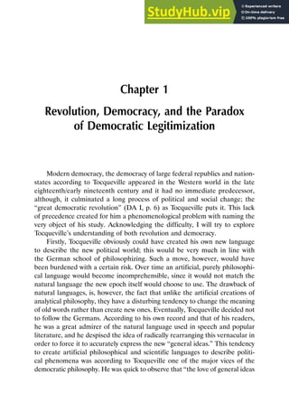 Alexis De Tocqueville S Theory Of Democracy And Revolutions | PDF