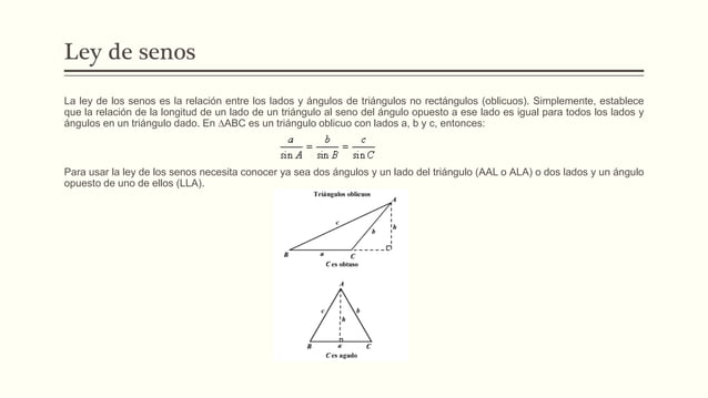 Investigación de ley de senos y cosenos, vectores, ángulos y producto ...