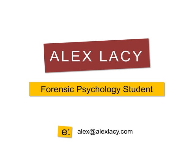 Alex Lacy: Assistant Clinical Psychologist CV | PPTX | Education