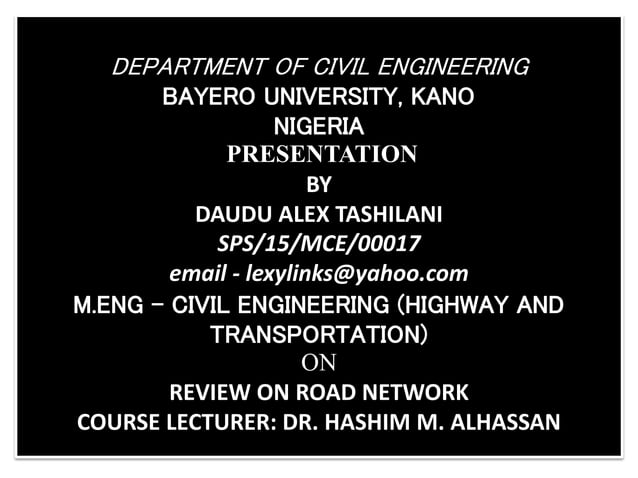 Road network presentation | PPTX