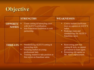 ALEX'S Hair Salon Strategy Analysis | PPT