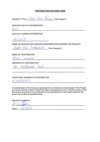 Alex v release form | PDF