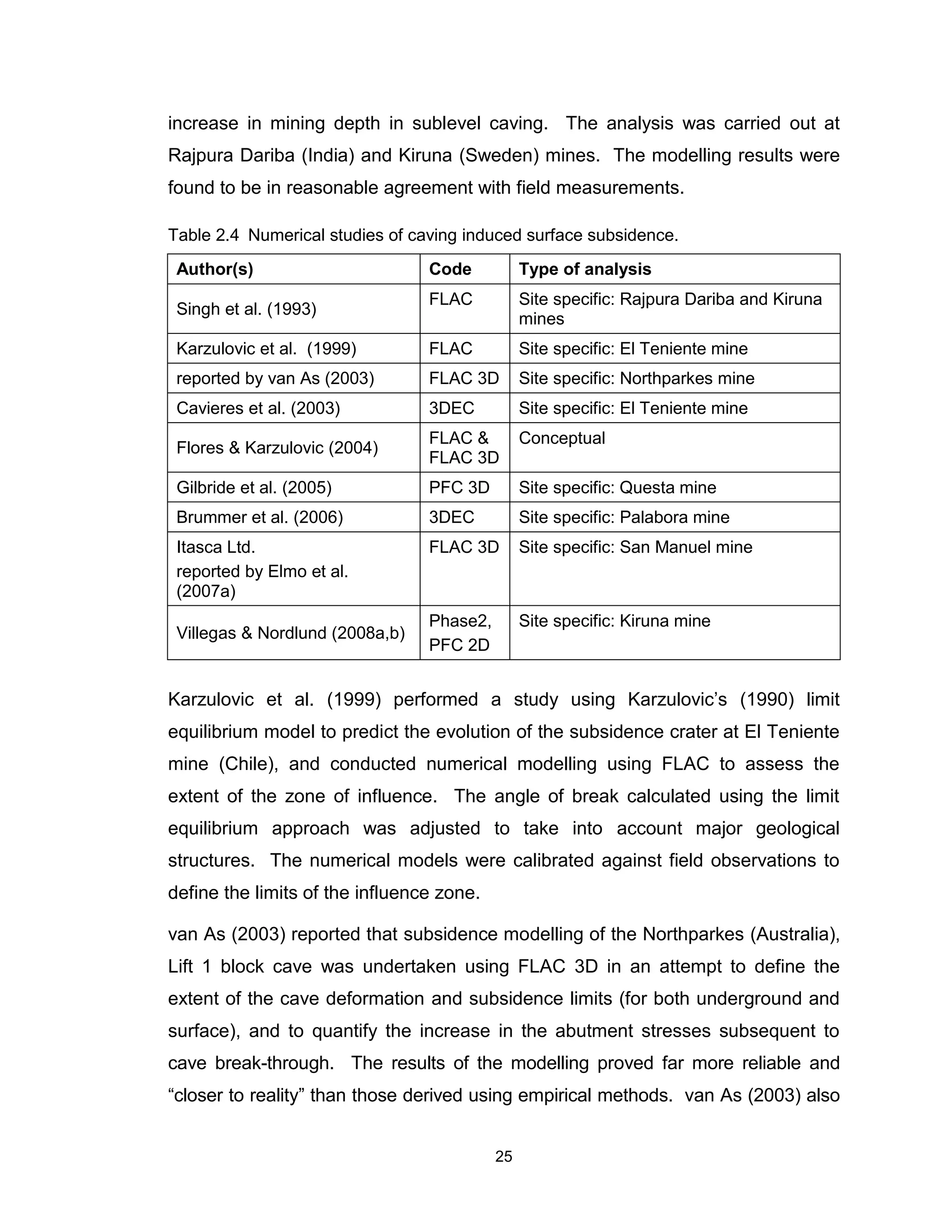 Phd Thesis Numerical Modelling Of Surface Subsidence Associated With