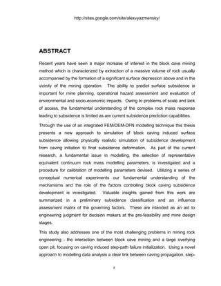 Phd Thesis: Numerical modelling of surface subsidence associated with ...