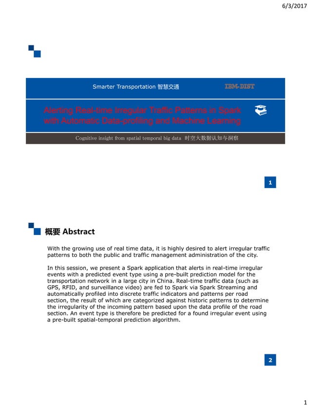 Alerting Real-time Irregular Traffic Patterns in Spark with Automatic Data-profiling and Machine ...