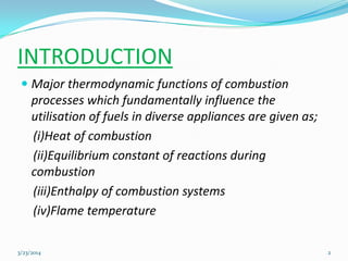 Thermodynamics of combustion | PPTX