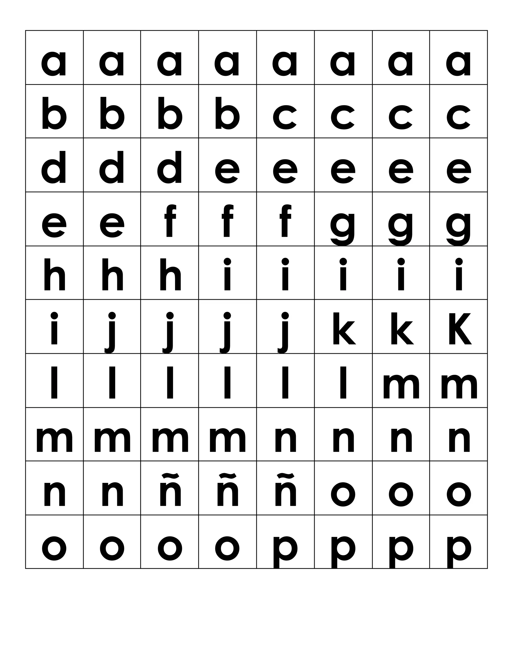 Tabla Del Alfabeto Imprimible