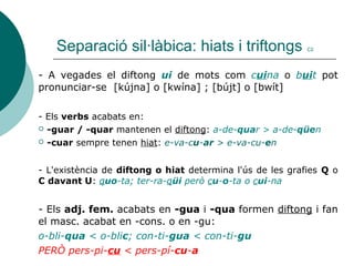 Alfabet, síl·laba, dígrafs, diftongs, hiats i triftongs | PPT