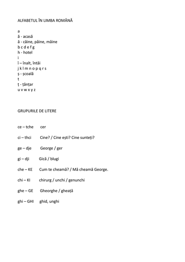Alfabetul si grupurile de litere ro | PDF