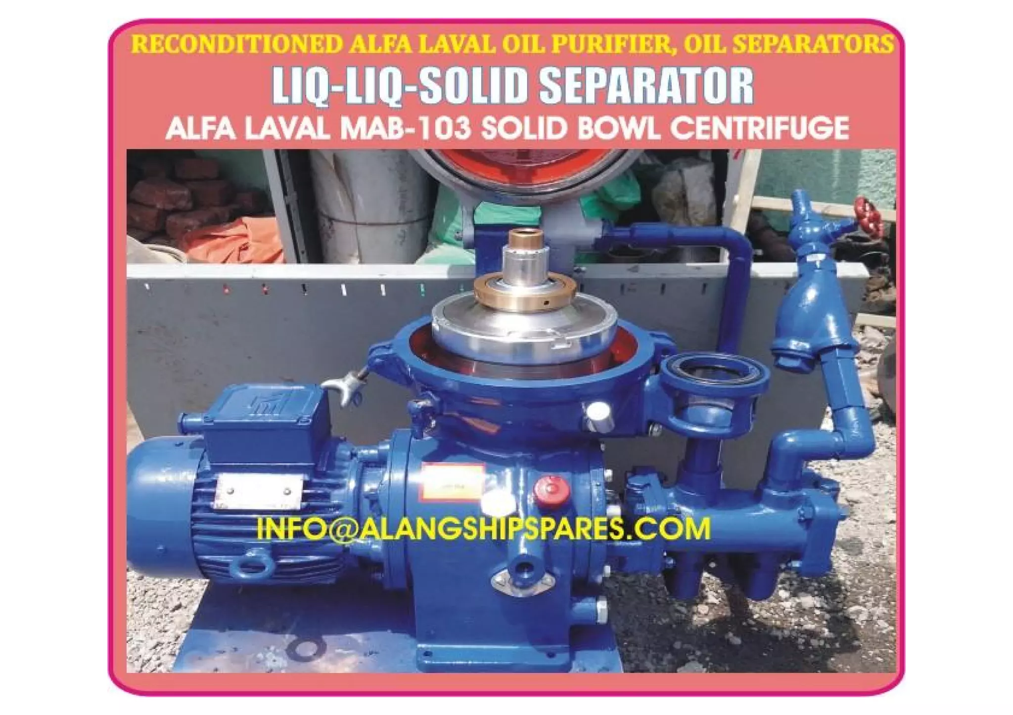 Alfa laval oil purifier, industrial centrifuge, oil purifier MAB-103 ...