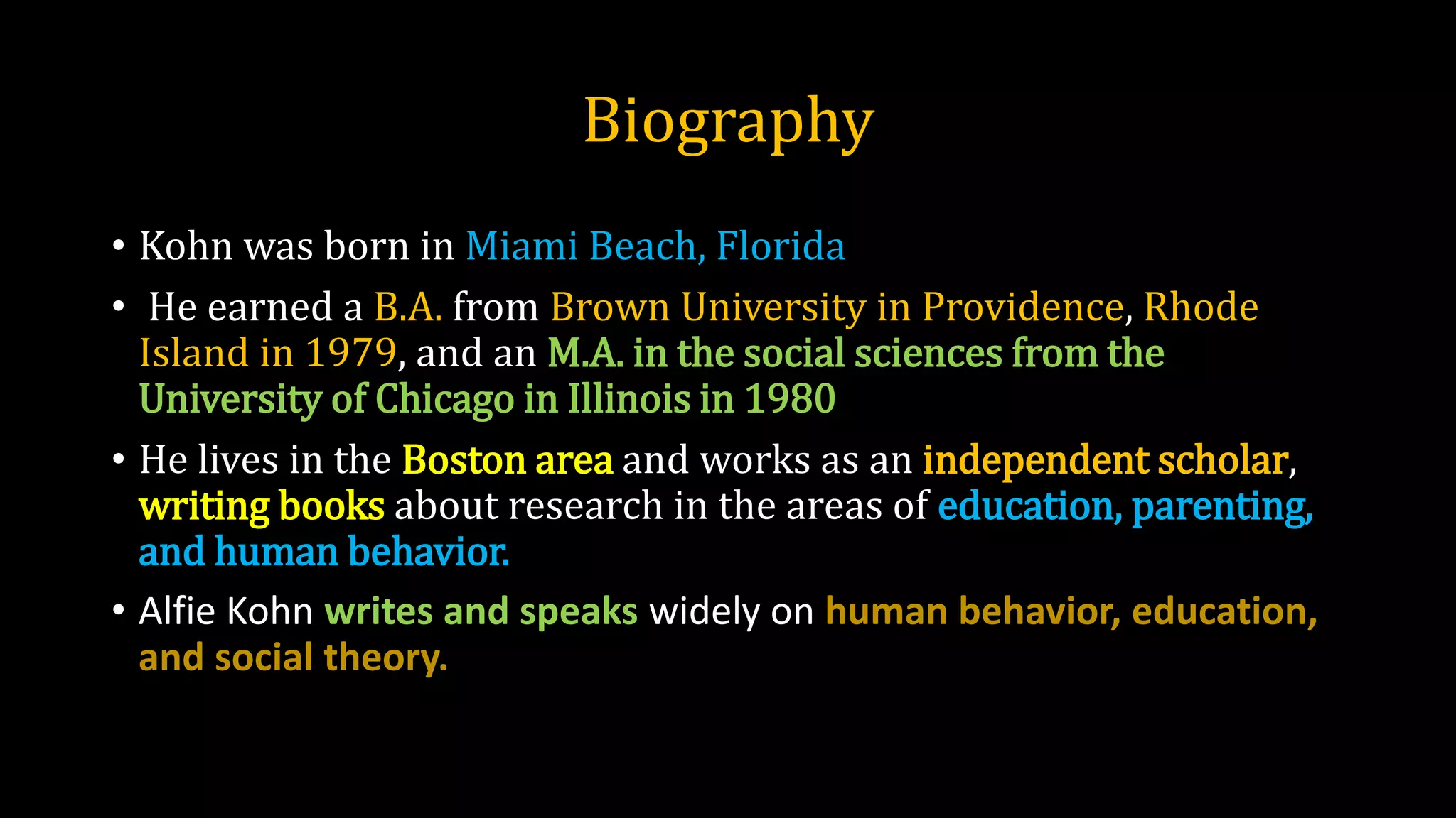 Alfie Kohn'S Motivational Theories (https://www.youtube.com/watch?v ...