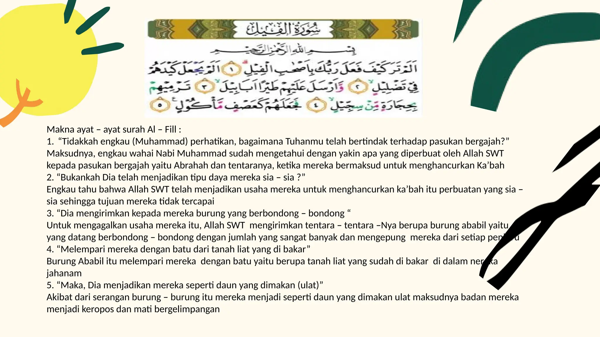 materi kelas 4 SD tentang surah Al - Fill | PPTX