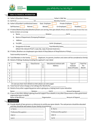 Alflah scolarship form | PDF