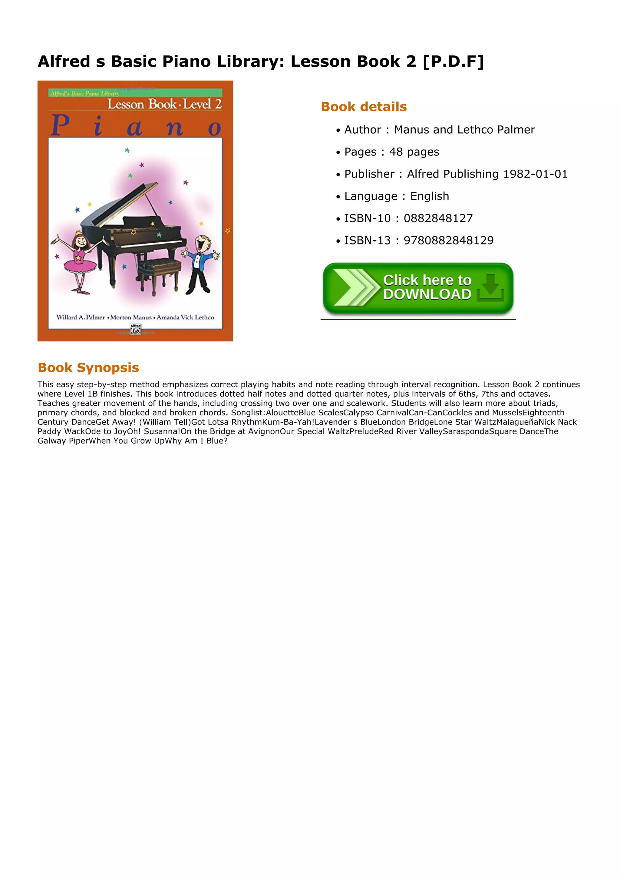 Alfred s Basic Piano Library: Lesson Book 2 [P.D.F] | PDF