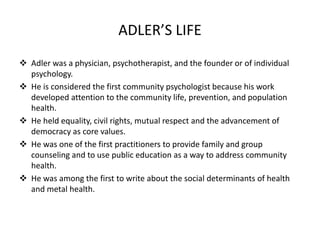 Alfred adler contributions | PPTX