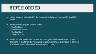 ALFRED ADLER PPT (Systems and theories of Psychology) | PPTX