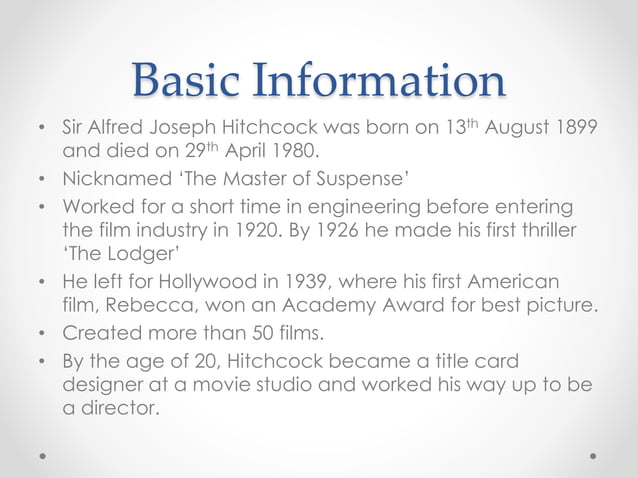 Alfred Hitchcock | PPT