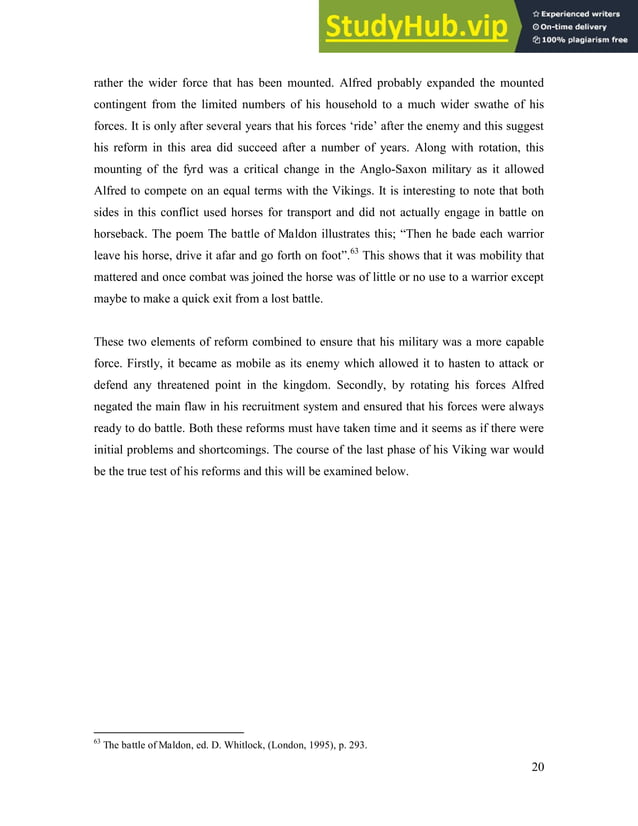 Alfred The Great Viking Wars And Military Reforms | PDF