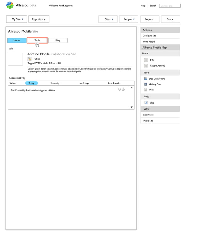 Alfresco 3.0 (SPK) UI wires (core) | PDF