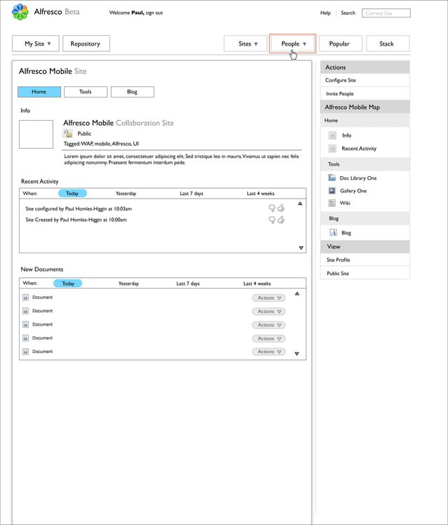 Alfresco 3.0 (SPK) UI wires (core) | PDF