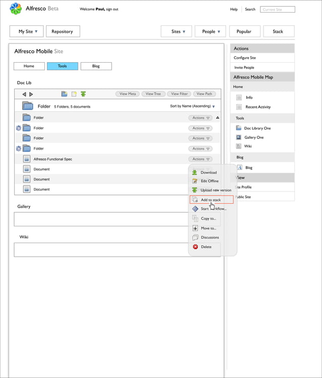 Alfresco 3.0 (SPK) UI wires (core) | PDF
