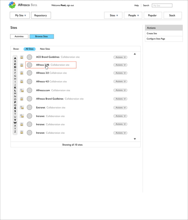 Alfresco 3.0 (SPK) UI wires (core) | PDF