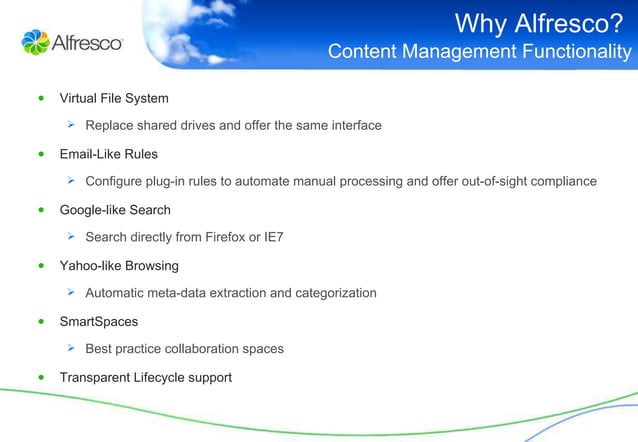 Alfresco As SharePoint Alternative - Architecture Overview | PPT