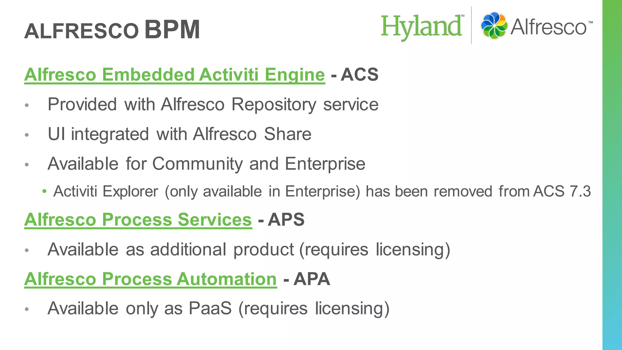 Alfresco Embedded Activiti Engine | PPT