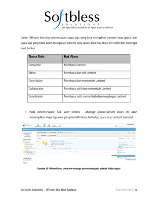Alfresco 4 manajemen konten dalam alfresco - by softbless - part 2 | PDF