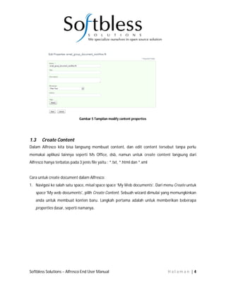 Alfresco 4 manajemen konten dalam alfresco - by softbless - part 2 | PDF