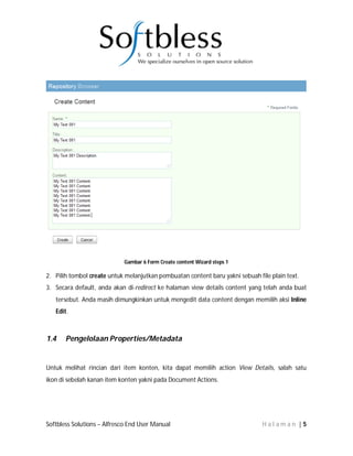 Alfresco 4 manajemen konten dalam alfresco - by softbless - part 2 | PDF