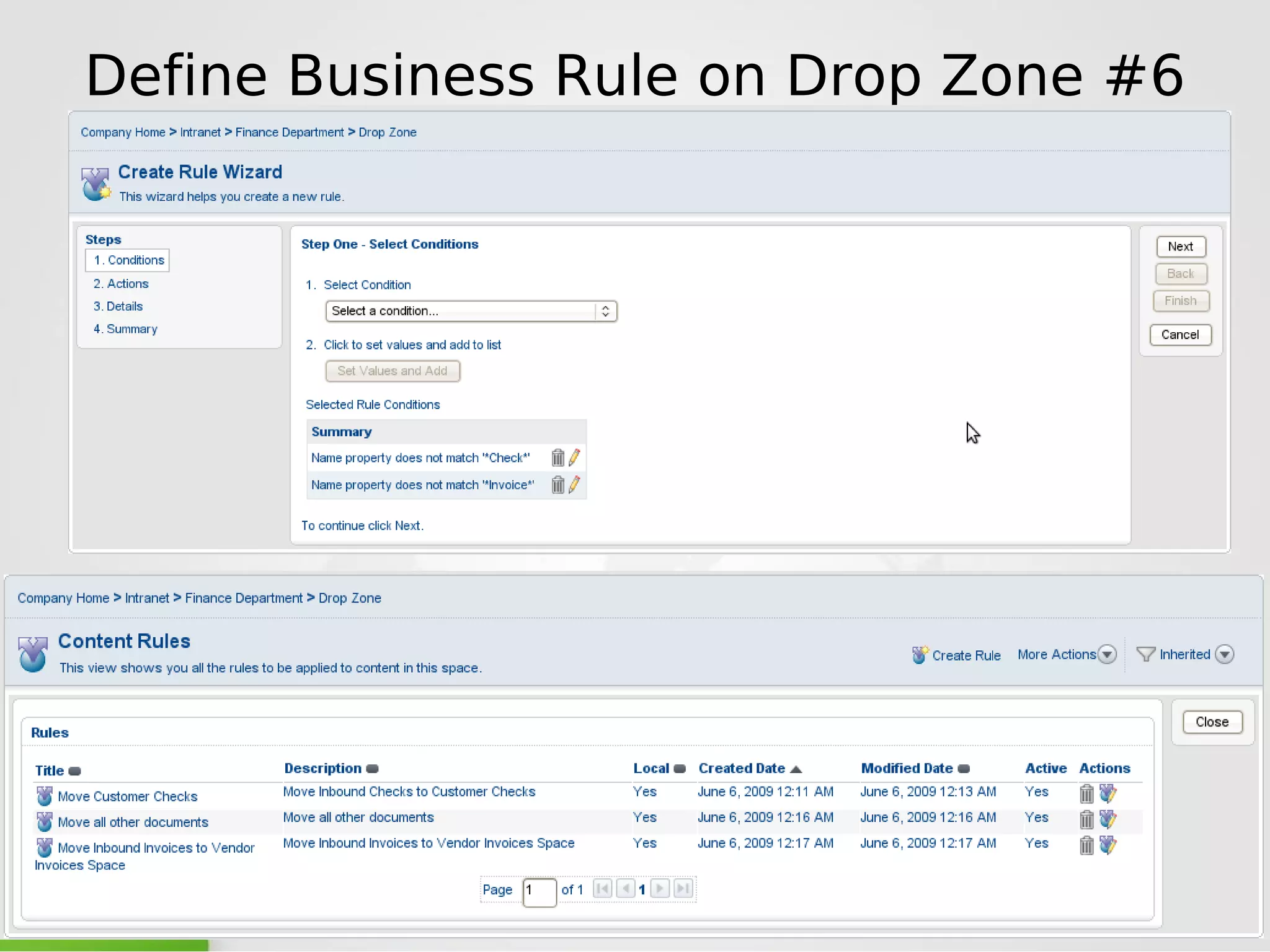 Alfresco : Implementing Business Rules | PDF