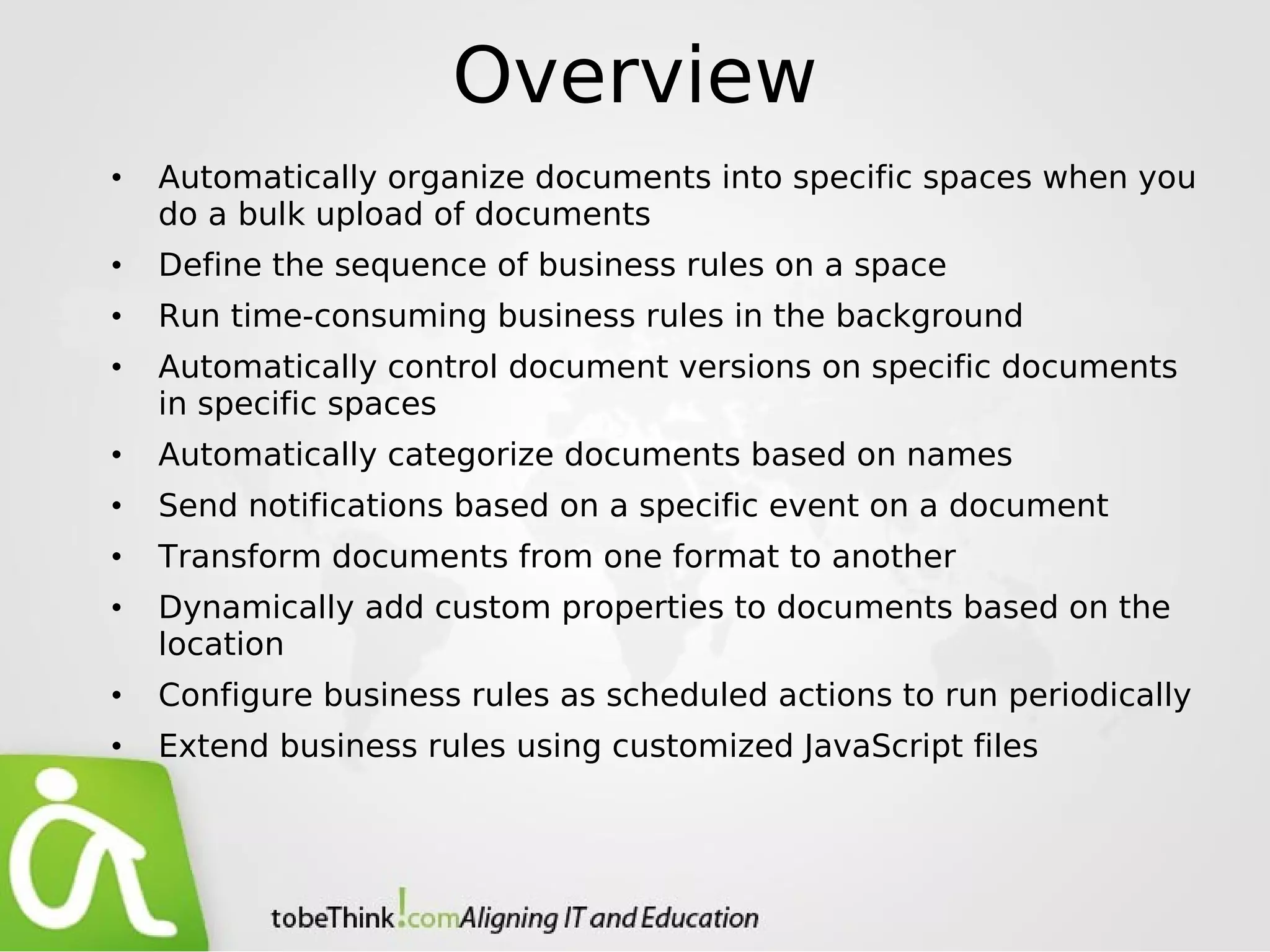 Alfresco : Implementing Business Rules | PDF