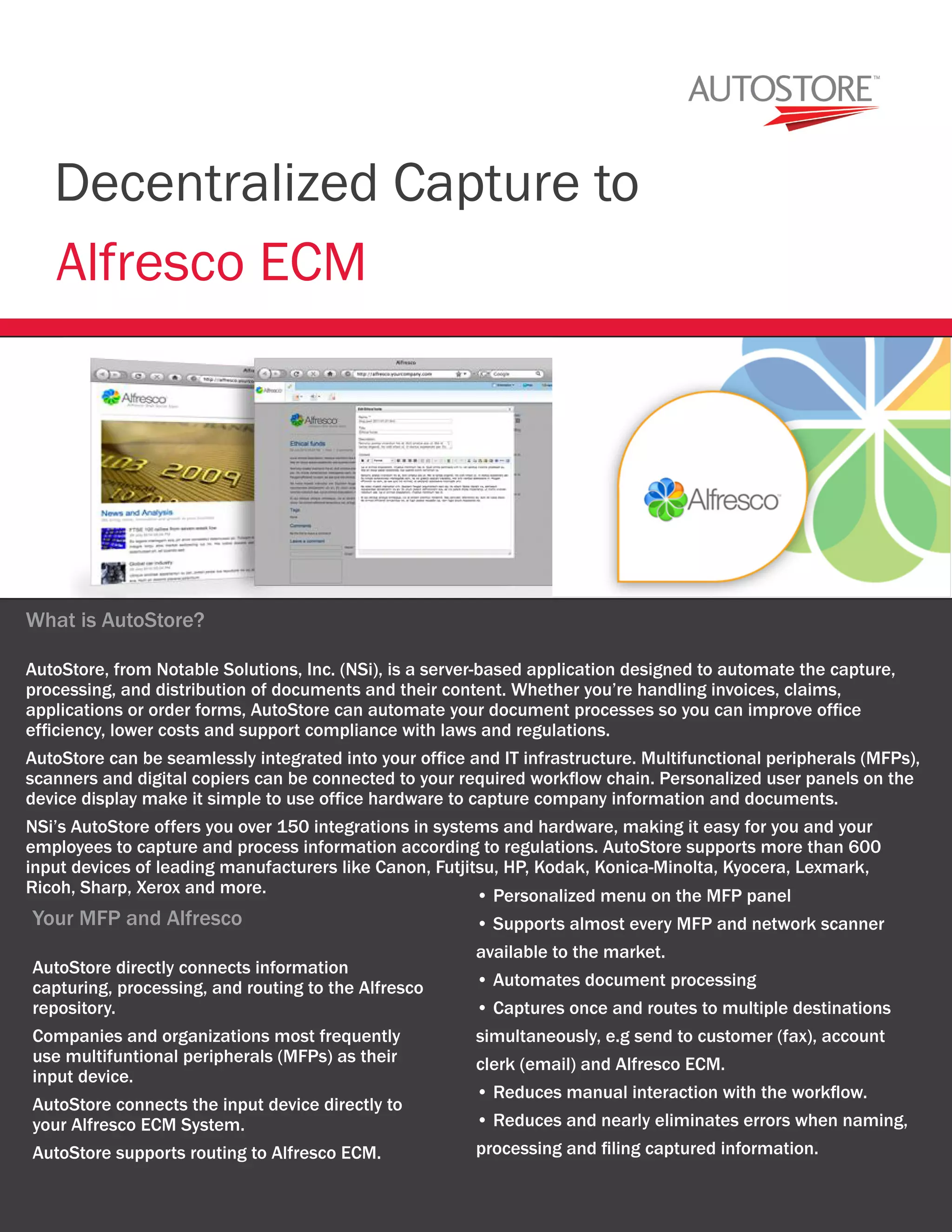 NSi Autostore and Alfresco | PDF