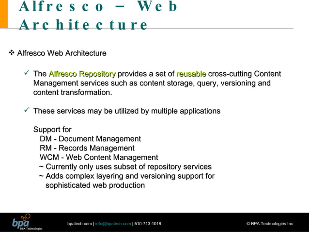 Alfresco Architecture | PPT