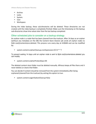Alfresco Backup and Disaster Recovery White Paper | PDF