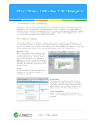 Alfresco datasheet share_eng | PDF | Shareware and Freeware | Computer Software and Applications