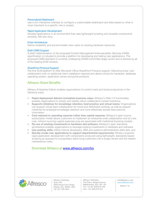 Alfresco datasheet share_eng | PDF | Shareware and Freeware | Computer Software and Applications