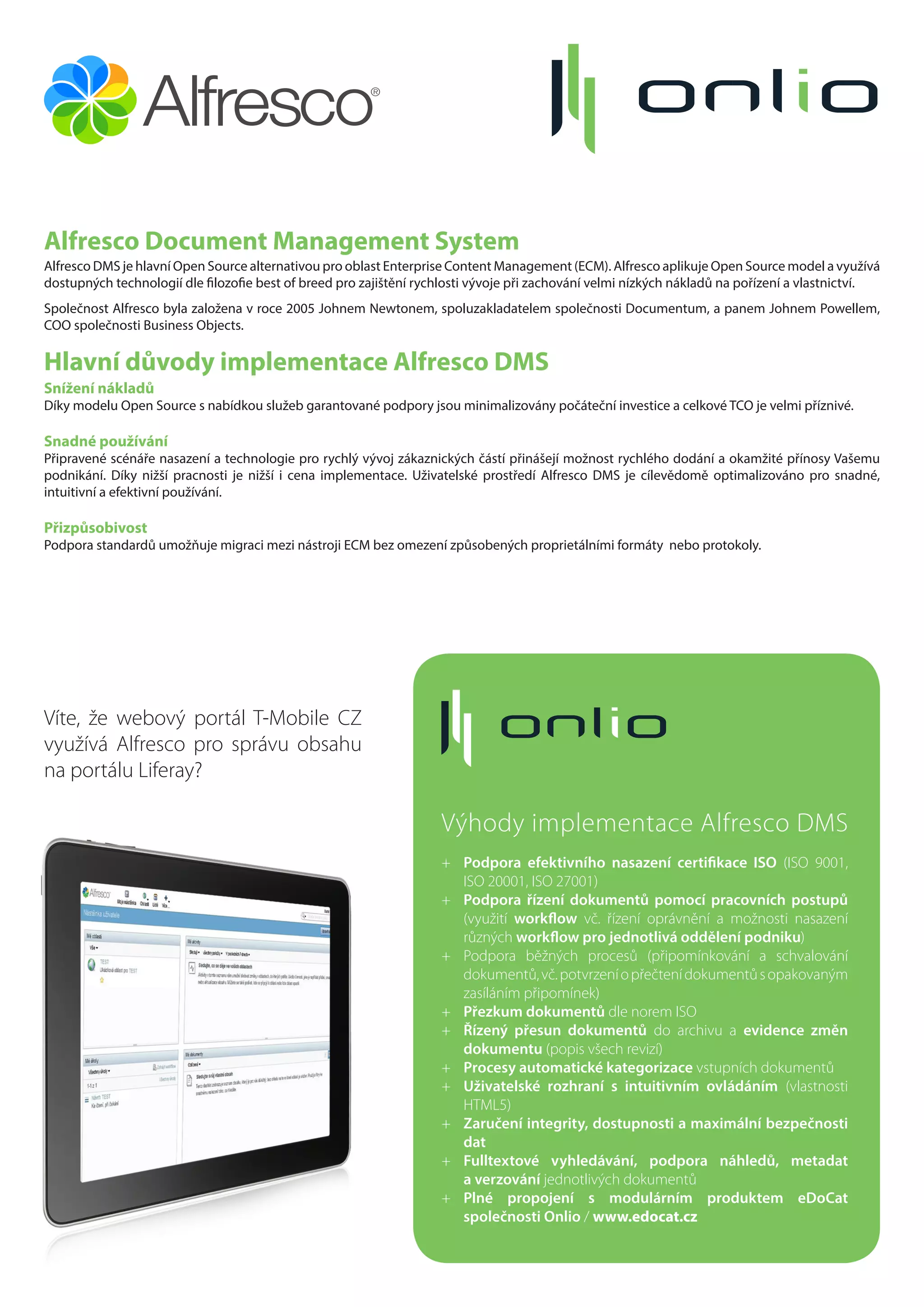 Alfresco dms produktovy_list_2012_2v0 | PDF