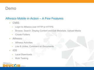 DEVCON-Alfresco i os mobile application details and design | PPT