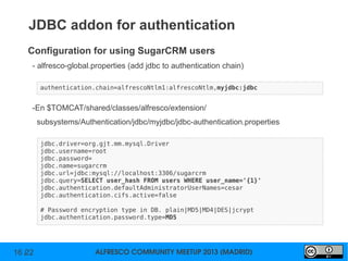 Alfresco JDBC authentication subsystem for ERP/CRM integration | PPT